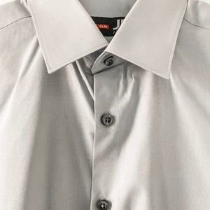 jf j.ferrar | Shirts | Jferrar Mens Light Grey Solid Slim Dress Shirt ...